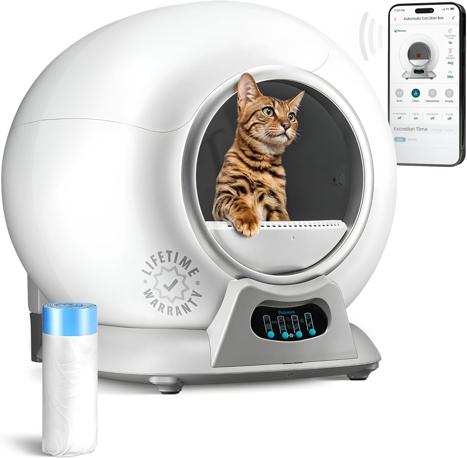 Petcove Automatic Litter Box Self Cleaning for Multiple Cats, App ...