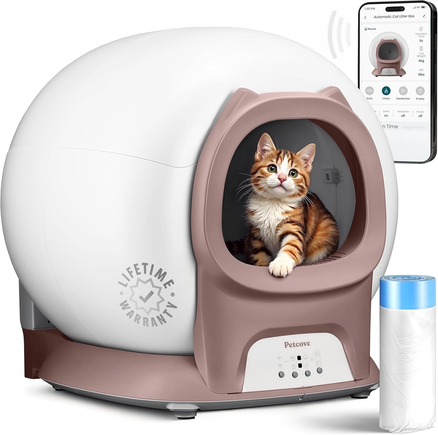 Petcove Automatic Litter Box Self Cleaning for Cats with App Control ...