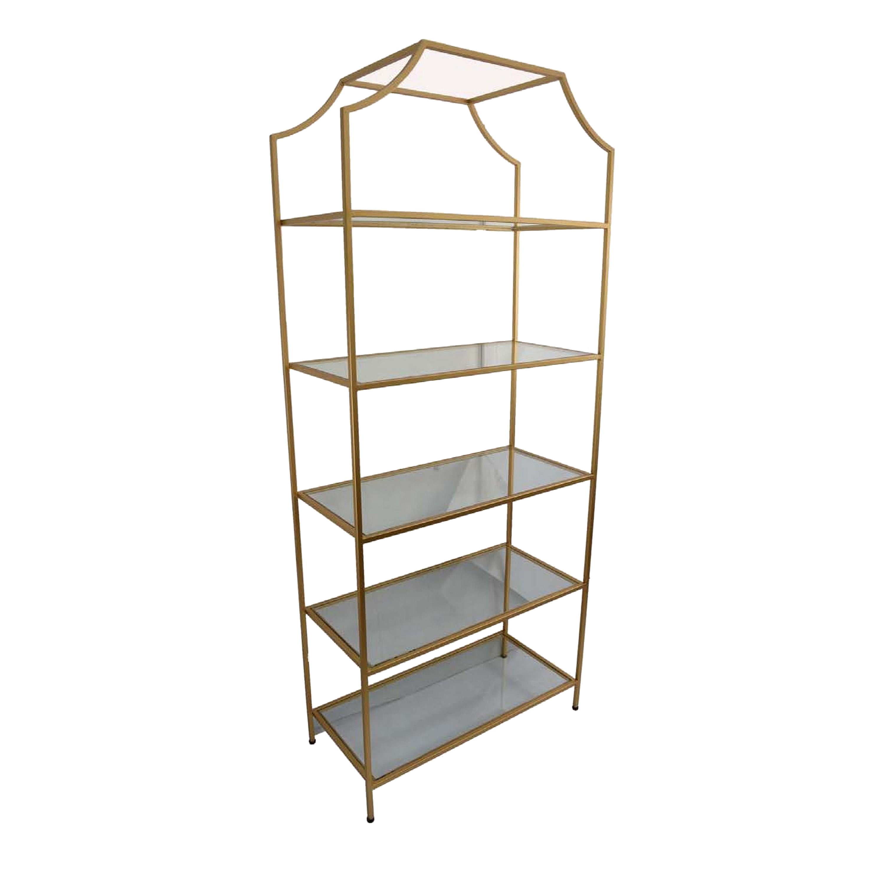 Pete Display Stand Rack, 5 Glass Shelves, Arched Gold Metal 71 Inch ...
