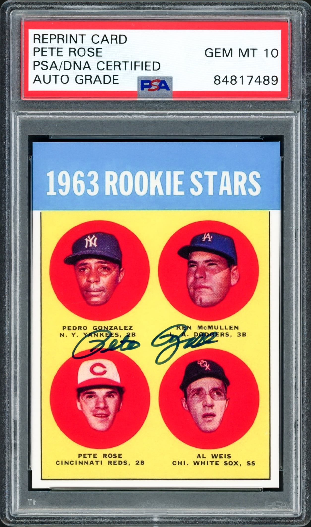 Pete Rose Autographed 1963 Topps Rookie Retro Reprint Card #537 ...