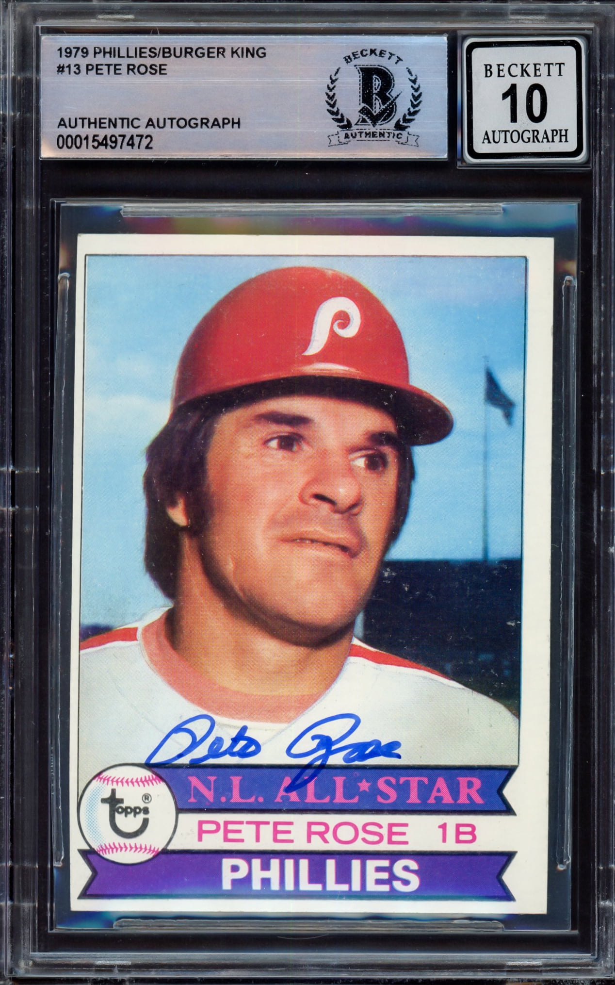 Pete Rose Autographed 1979 Topps Burger King Card #13 Philadelphia ...