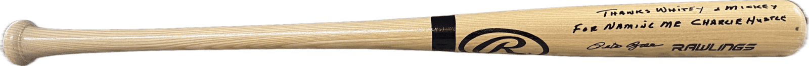 Pete Rose Signed Blonde Rawlings Bat JSA & Rose Holo Naming Me Charlie ...