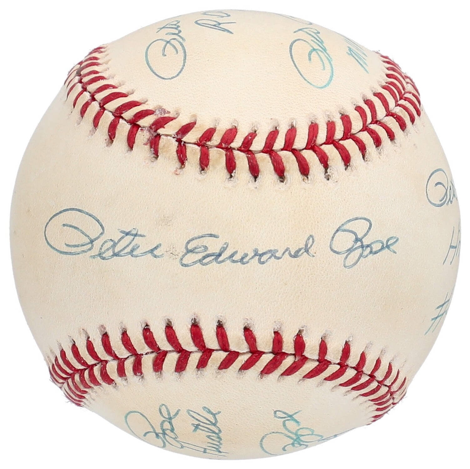 Pete Rose Signed Inscribed STAT Baseball With 6 Signatures! Beckett COA ...