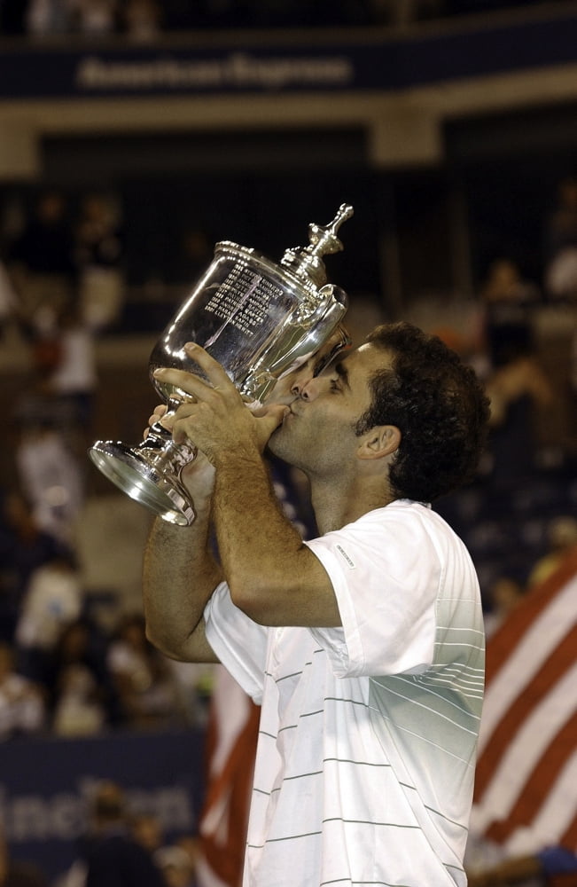 Pete Sampras with his trophy at the US Open Photo Print (24 x 30 ...