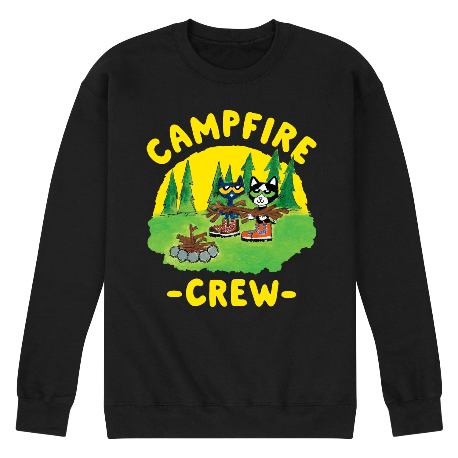 Pete The Cat - Campfire Crew - Men's Crew Neck Fleece Pullover ...