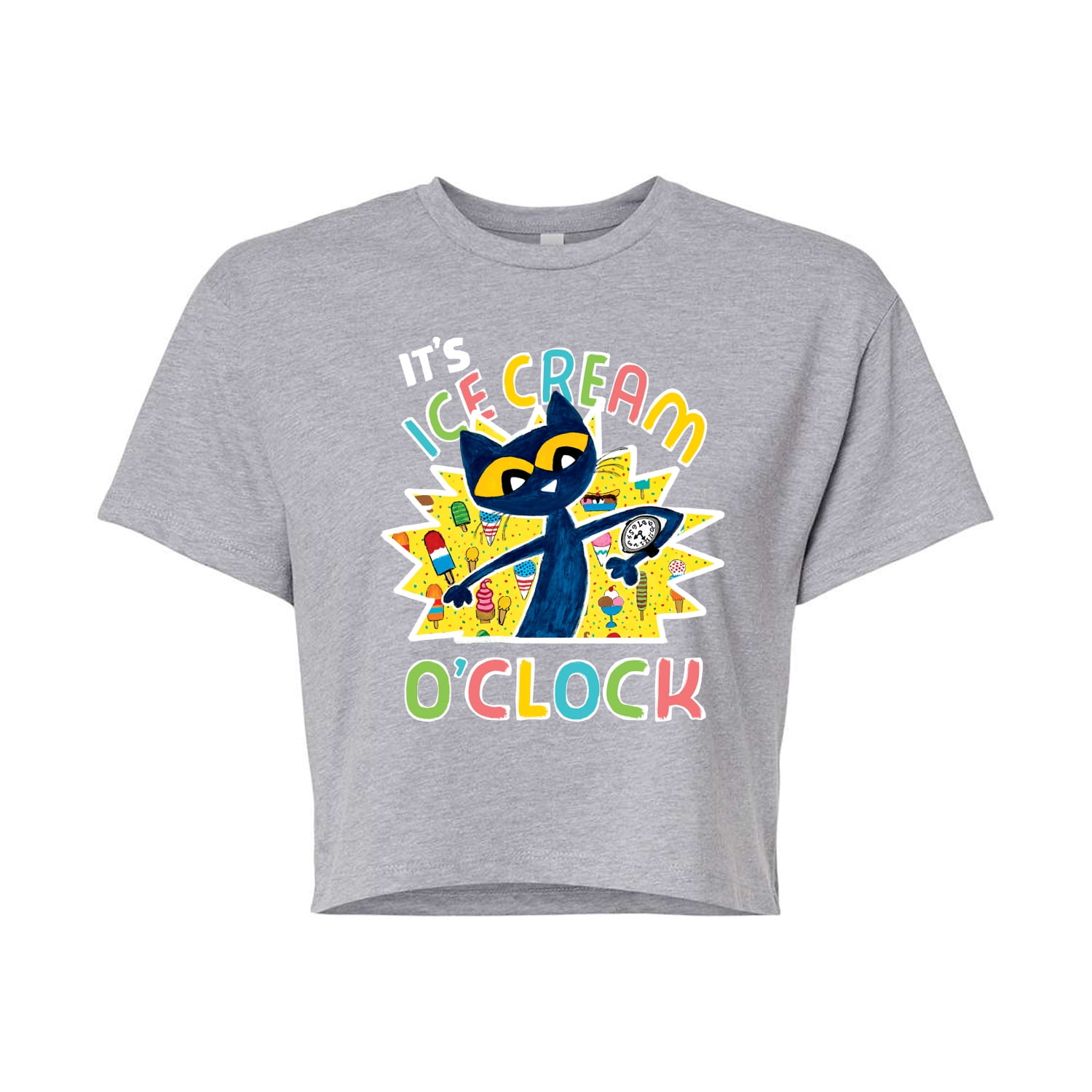 Pete The Cat - Icecream Oclock - Juniors Cropped Graphic T-Shirt ...
