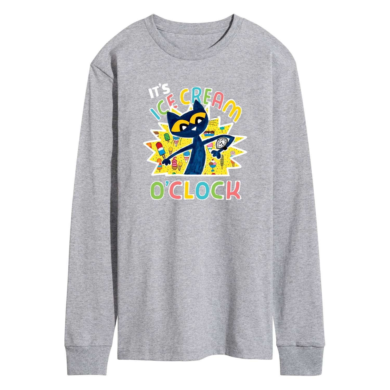 Pete The Cat - Icecream Oclock - Men's Long Sleeve Graphic T-Shirt ...