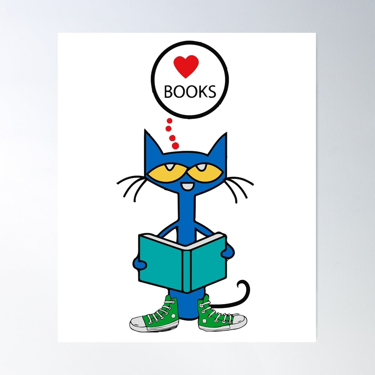 Pete The Cat Reading A Book Poster Wall Art, Modern Wall Decor For ...