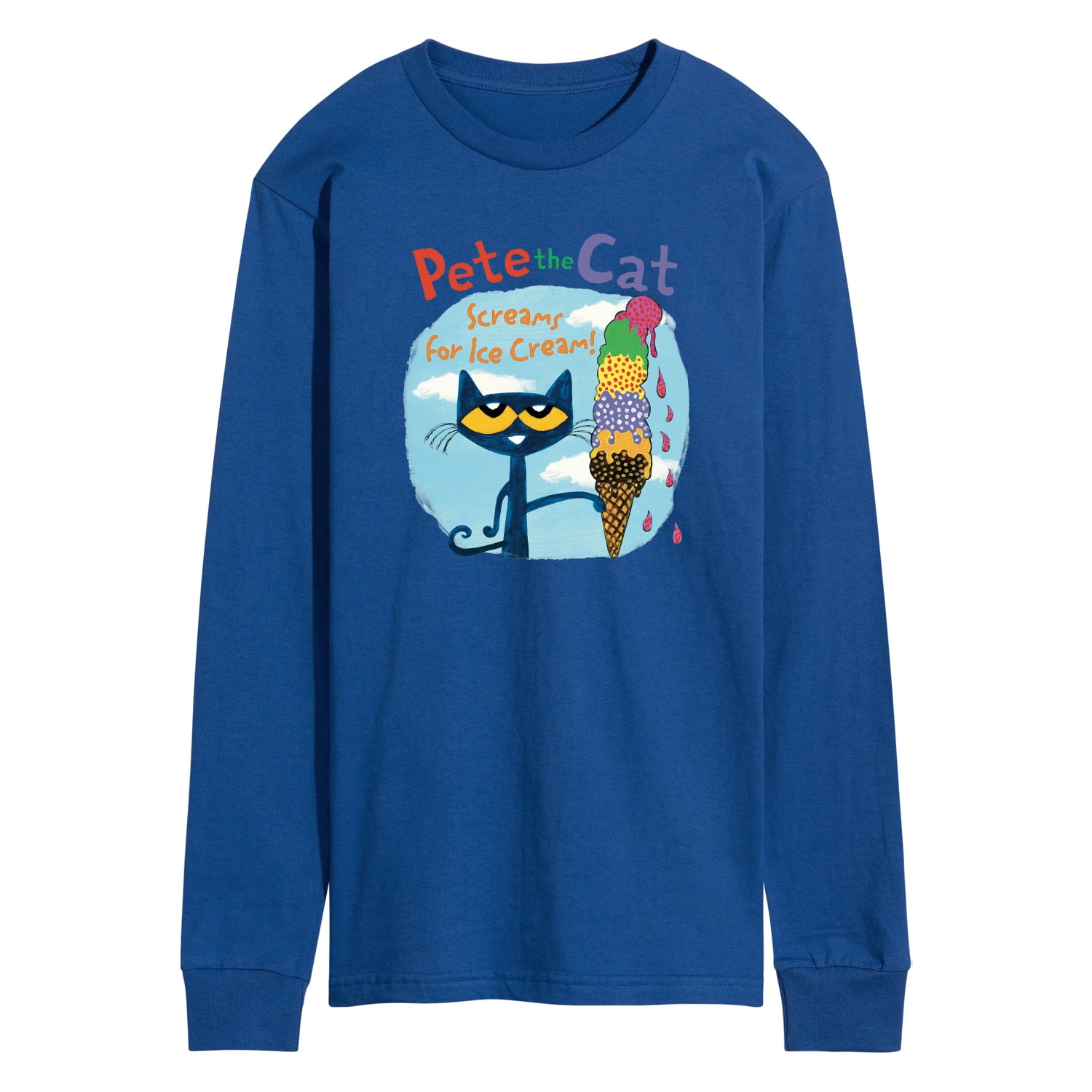Pete The Cat - Screams For Ice Cream - Men's Long Sleeve Graphic T ...