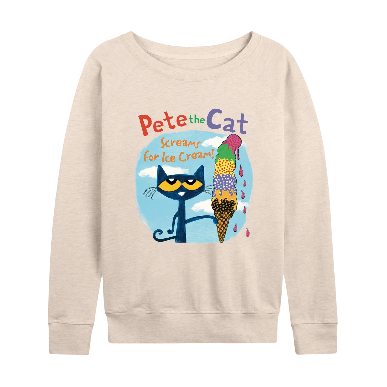 Pete The Cat - Screams For Ice Cream - Women's French Terry Long Sleeve ...