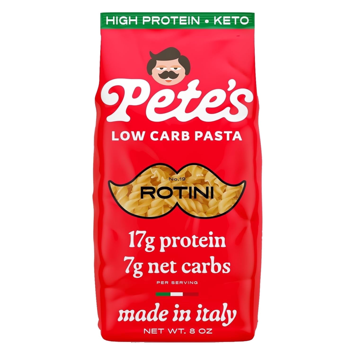 Pete's Pasta Rotini, Low Carb 7g, High Protein 17g, Keto Wheat Pasta, 1 ...