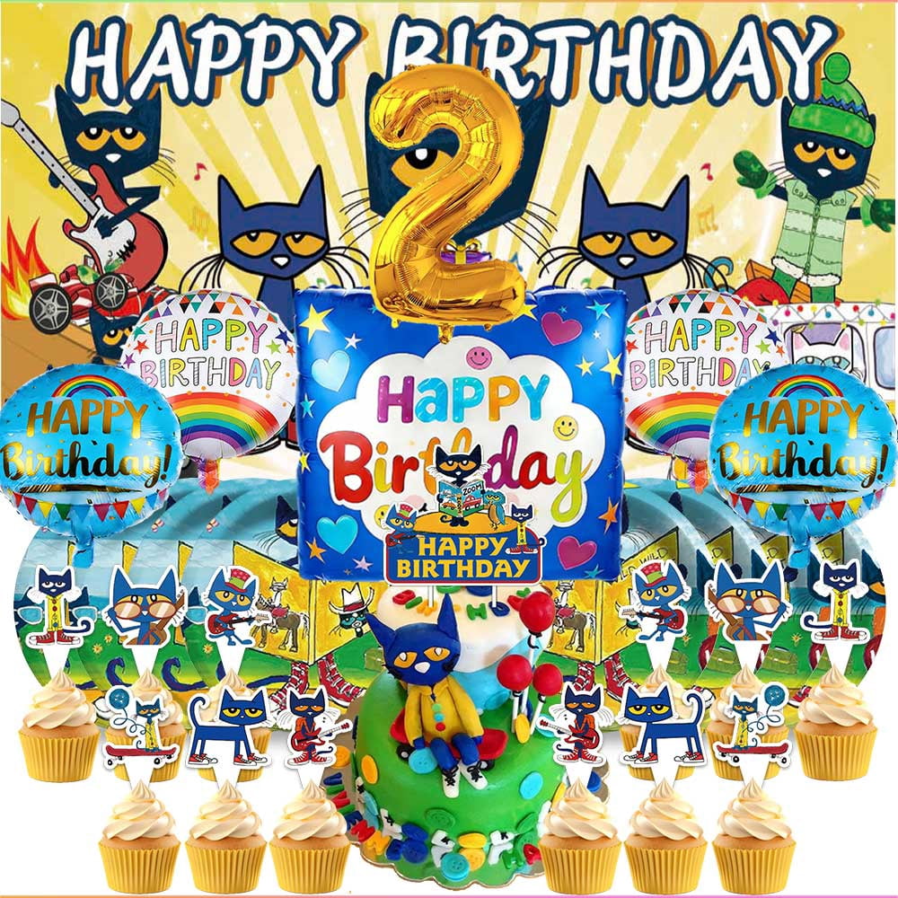 Pete the Cat 2nd Tableware Balloons Cake Toppers Backdrop Banner ...