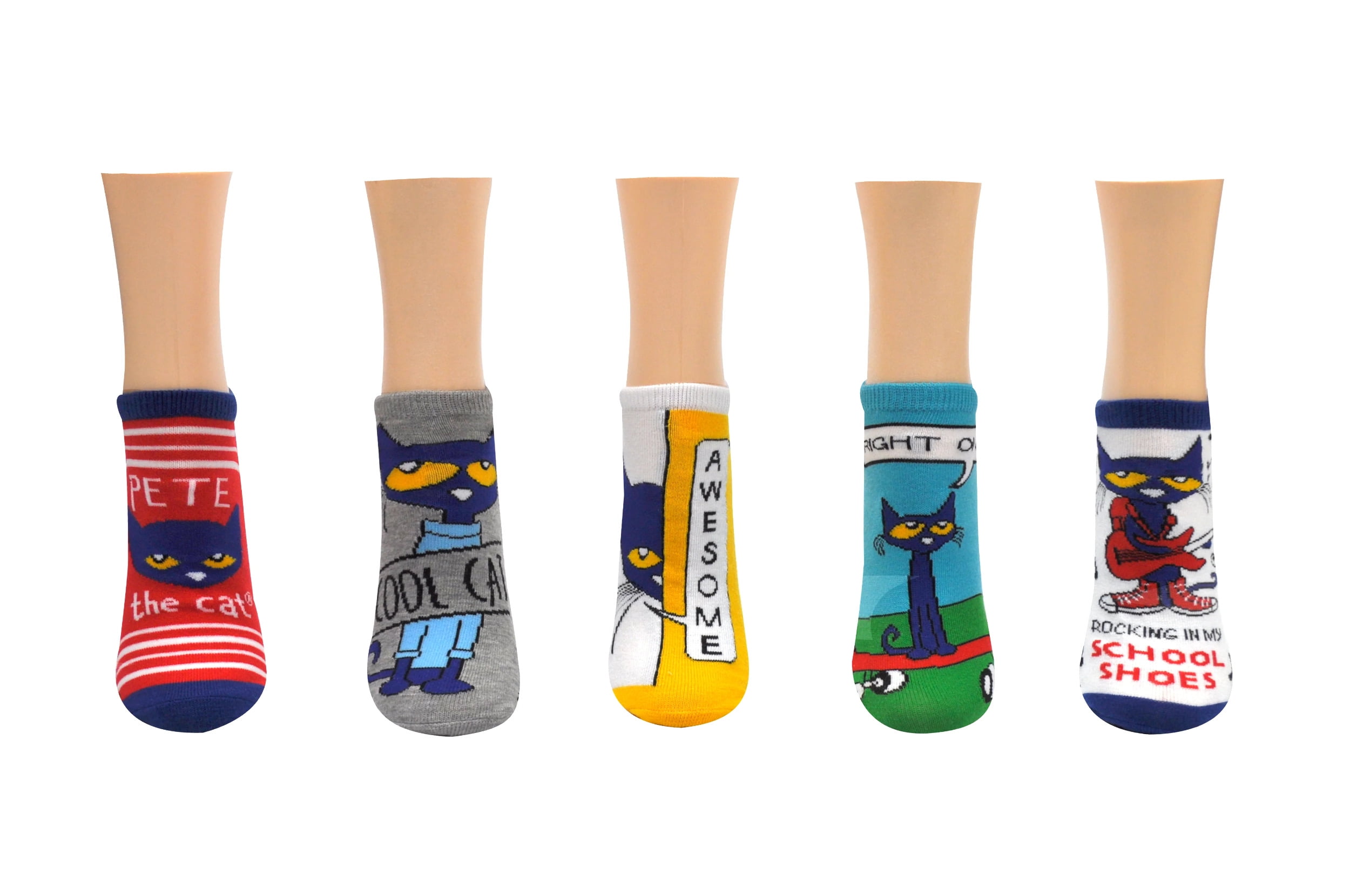 Pete the Cat Adult 5 Pair Pack Lowcut Socks - Walmart.com