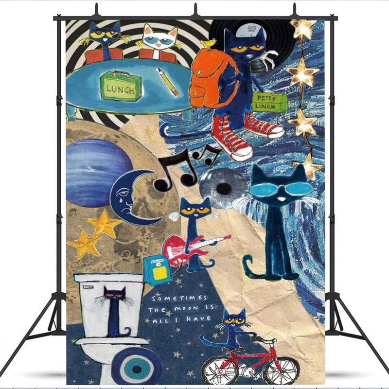 Pete the Cat Backdrop Taspestry Wall Decor Banner Party Supplies Poster ...