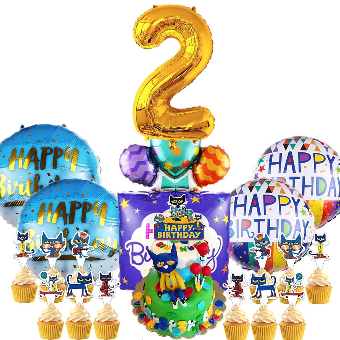 Pete the Cat Party Supplies 2nd Decor Kit Balloons Birthday Cake Topper ...