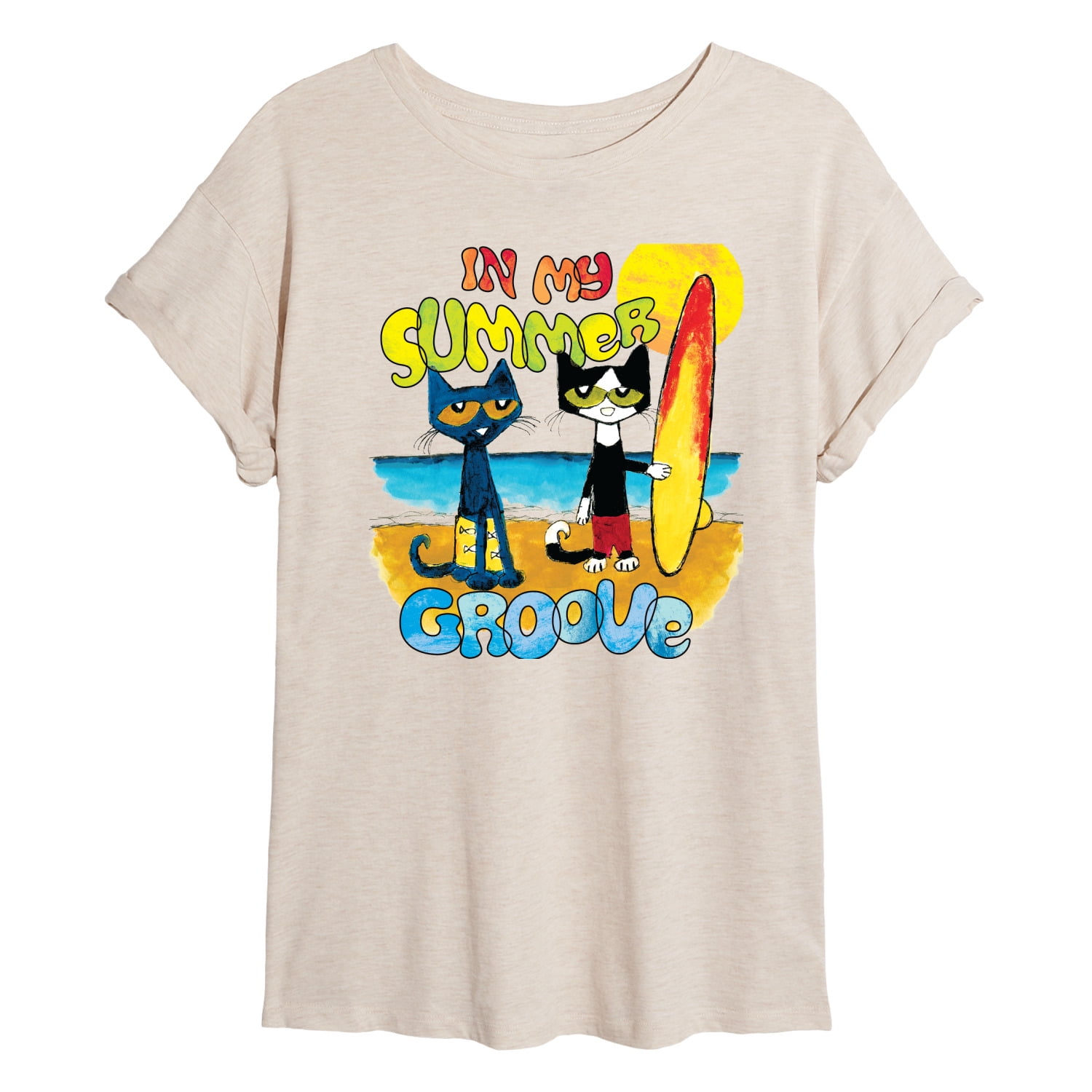 Pete the Cat - Summer Groove - Juniors Oversized Graphic T-Shirt ...