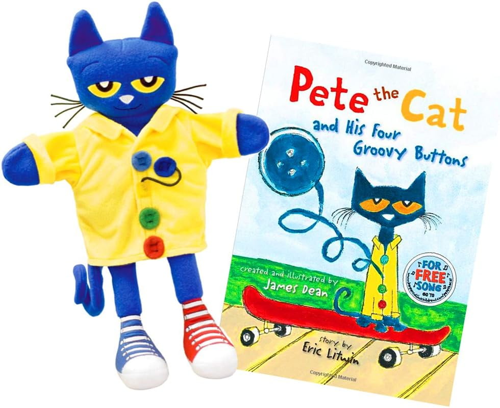 Pete the Cat and HFour Groovy Buttons Gift Set Hand Puppet & Hardcover ...