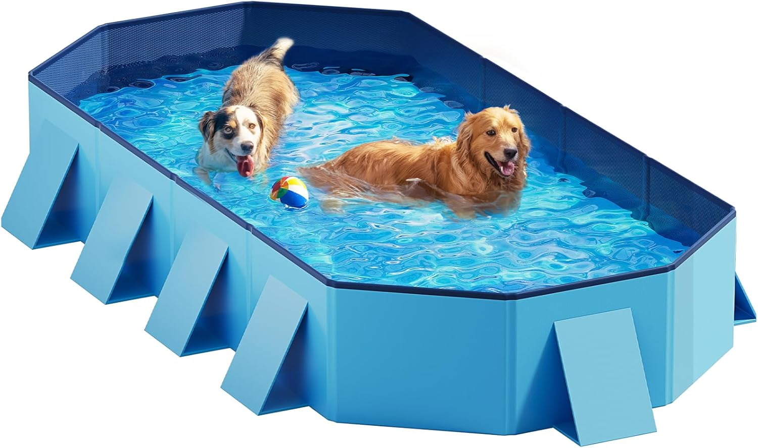 Peteast Foldable Dog Pool Extra Large 71" Lx39 Wx12 D - Durable Hard ...