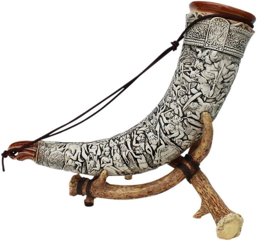 Peter Duemler German Drinking Horn with Stand Celtic Drinking Horn ...