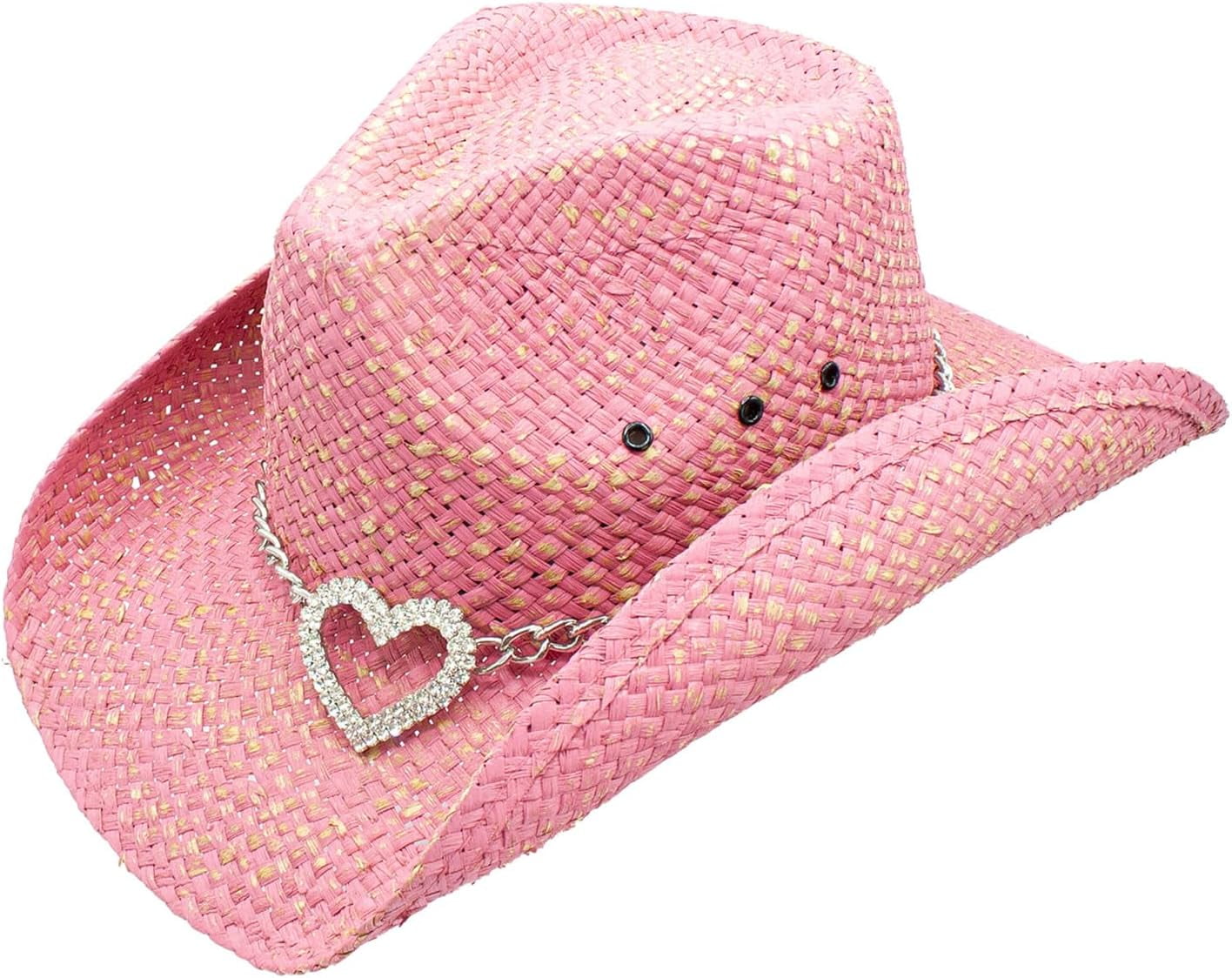 Peter Grimm "Heart Attack" Straw Western Hat with Silver Heart Pendant ...