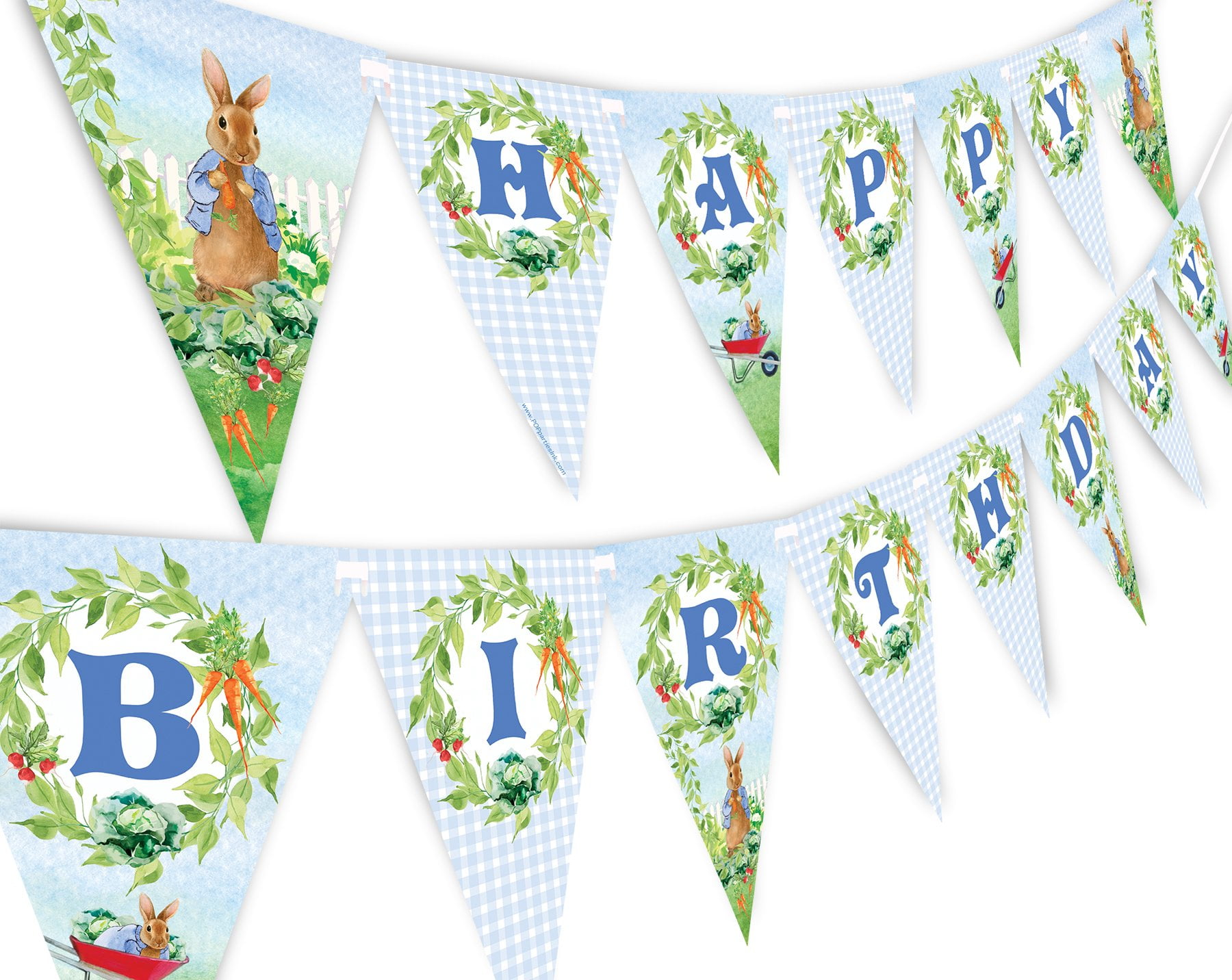 Peter Happy Birthday Banner Pennant - Rabbit Birthday Decorations ...