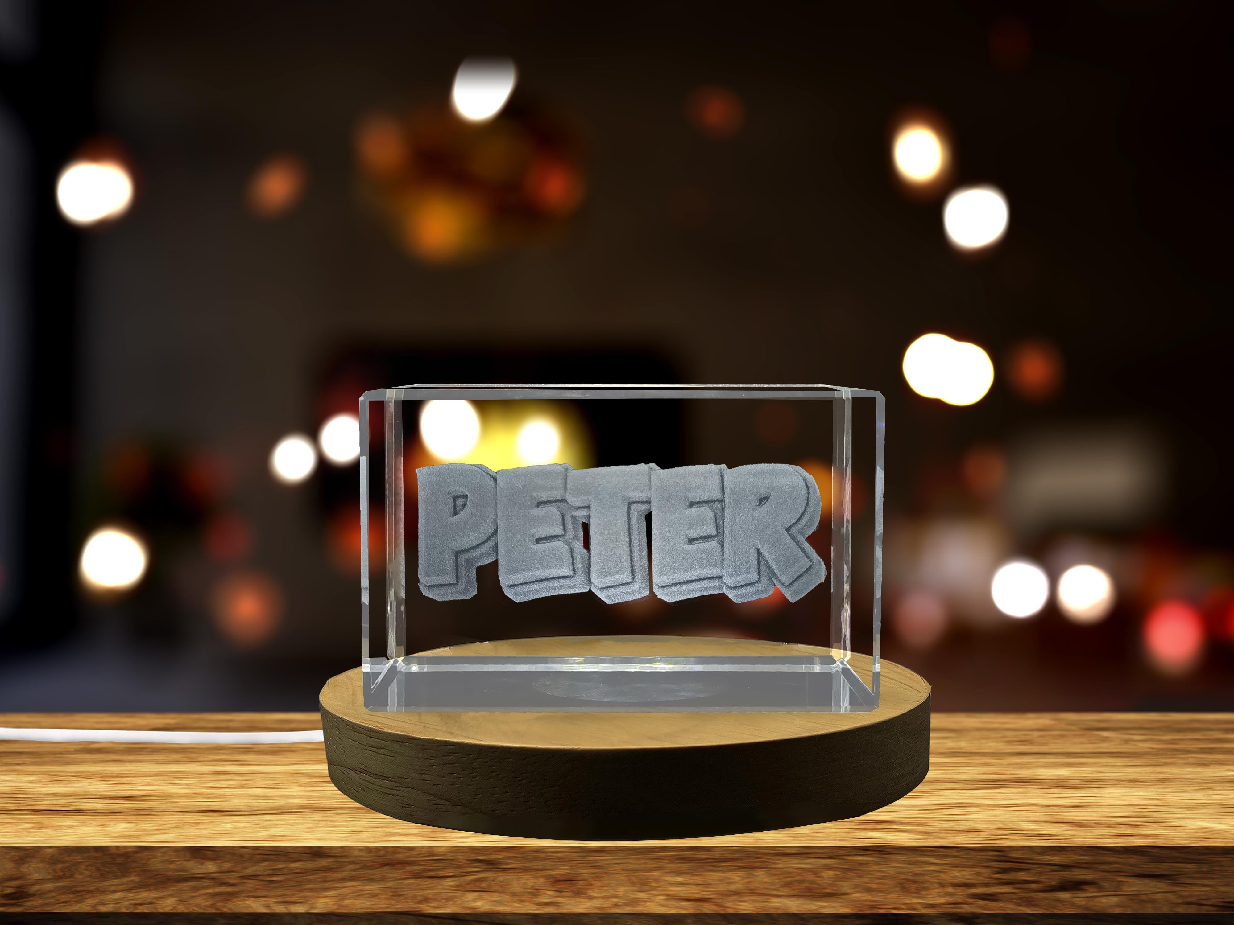 Peter| Names Art 3D Engraved Crystal - Walmart.com