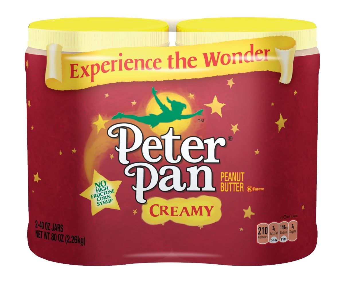 Peter Pan Original Creamy Peanut Butter, 40 Oz (2 Pack), Perfect for ...