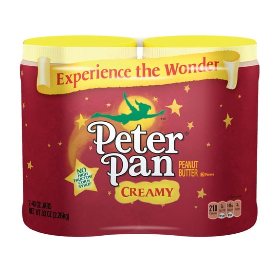 Peter Pan Original Creamy Peanut Butter, 40 Oz (2 Pack), Perfect for ...