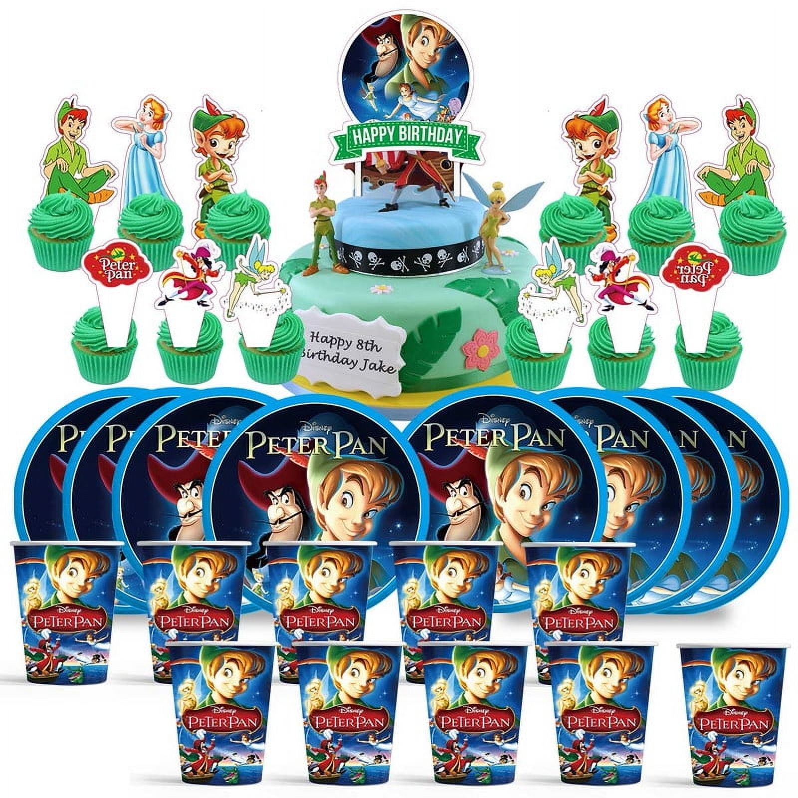 Peter Pan Birthday Cups Party Supplies Plates Fans Decorations Cake ...