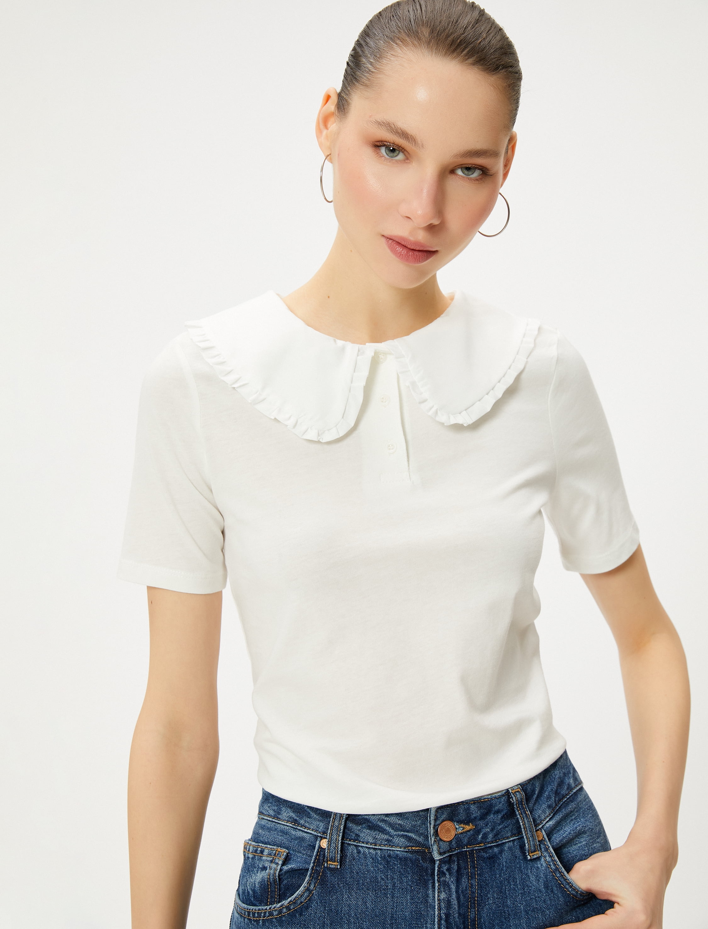 Peter Pan Neck T-Shirt - Walmart.com