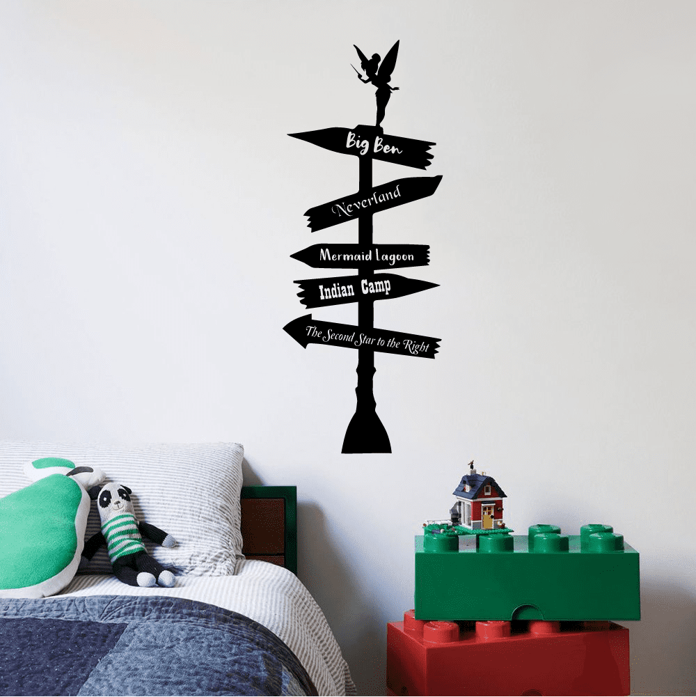 Peter Pan Neverland Pathway Signage Fantasy World Wall Sticker Art ...