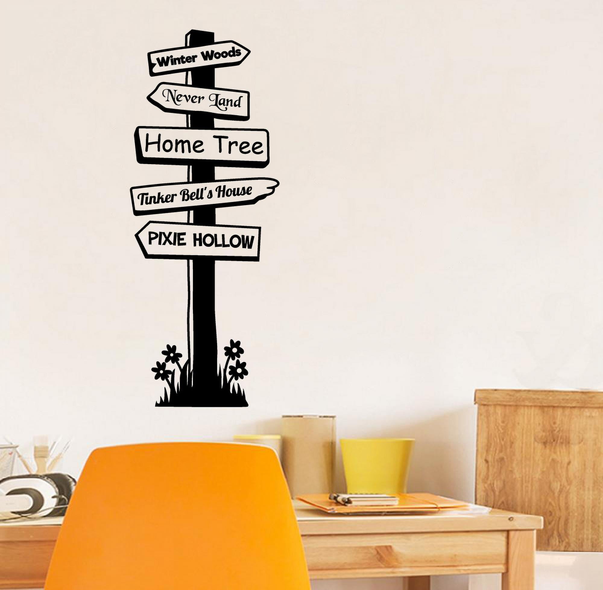 Peter Pan Neverland Tinkerbell Pathway Signage Cartoon Wall Sticker Art ...