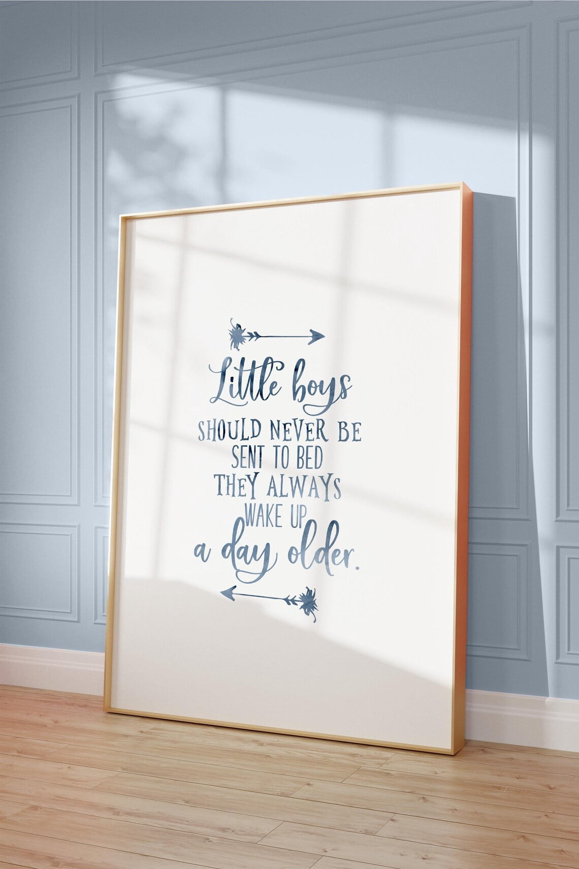 Peter Pan Nursery Quote Print, Little Boys Should Never Be Sent To Bed Quote, Blue,Gray Wall Art ...