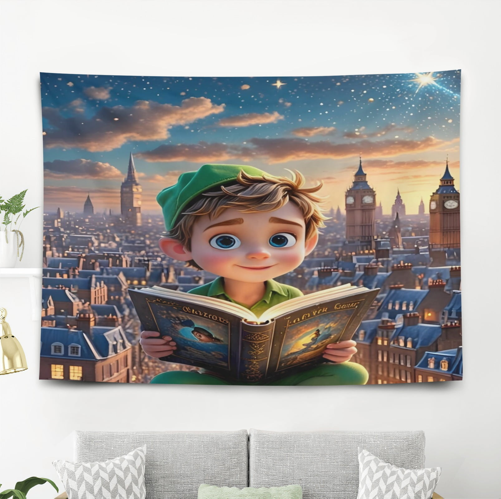 Peter Pan Pattern Wall Hanging 50*60 Inches High-Quality Peach Skin ...