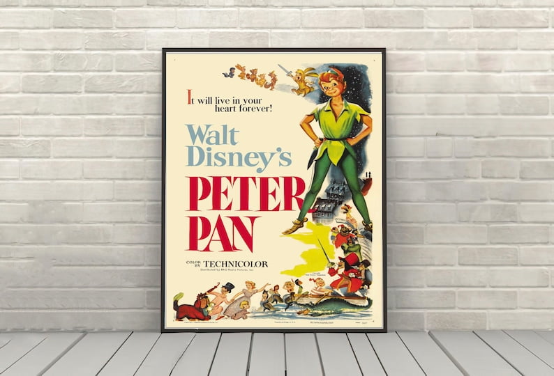 Peter Pan Poster Vintage Disney Movie Poster Classic Walt Disney Poster ...