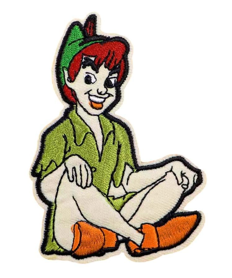 Peter Pan Sitting Cartoon Character 3.5in Tall Embroidered Patch ...