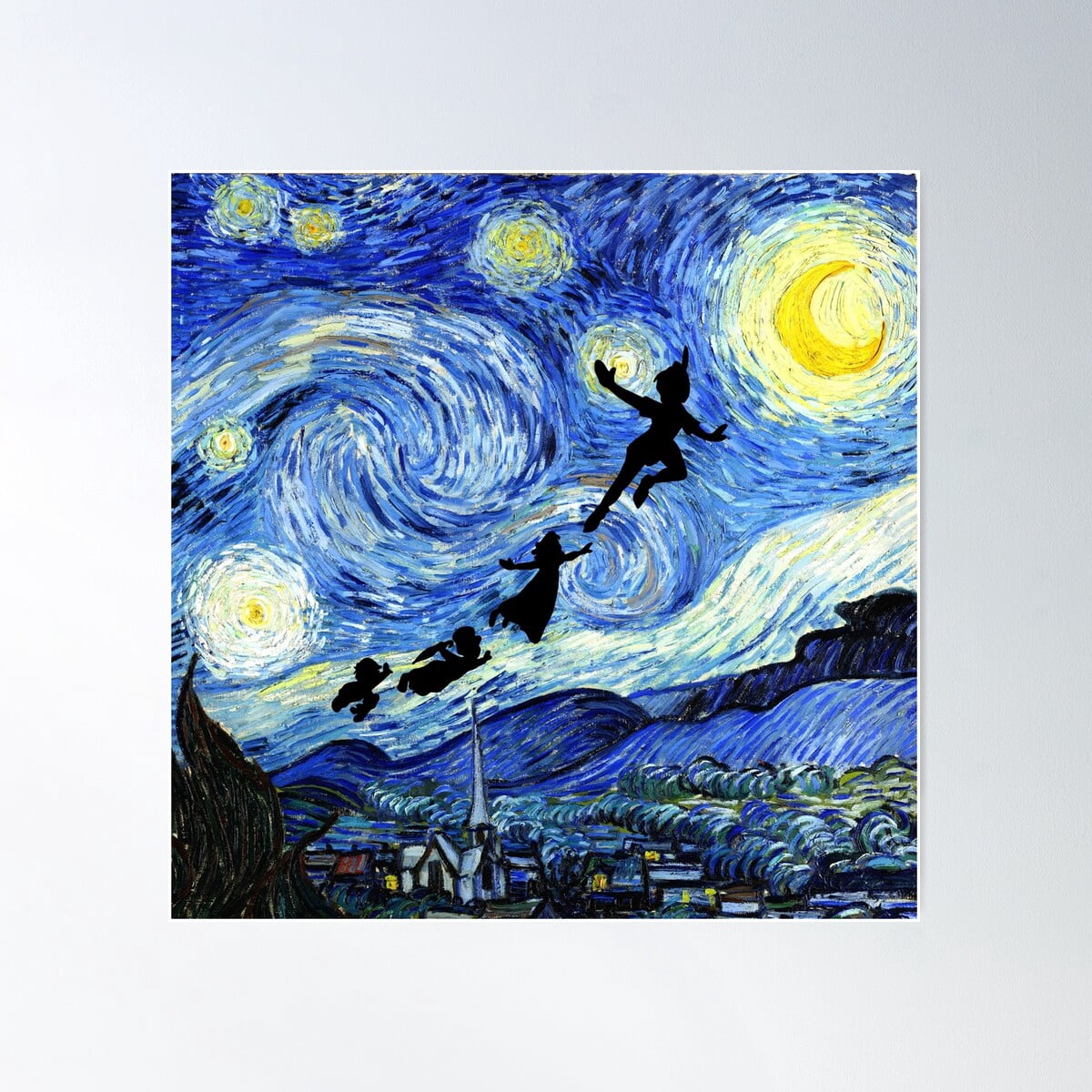 Peter Pan Starry Night Poster Wall Art, Modern Wall Decor For Living ...