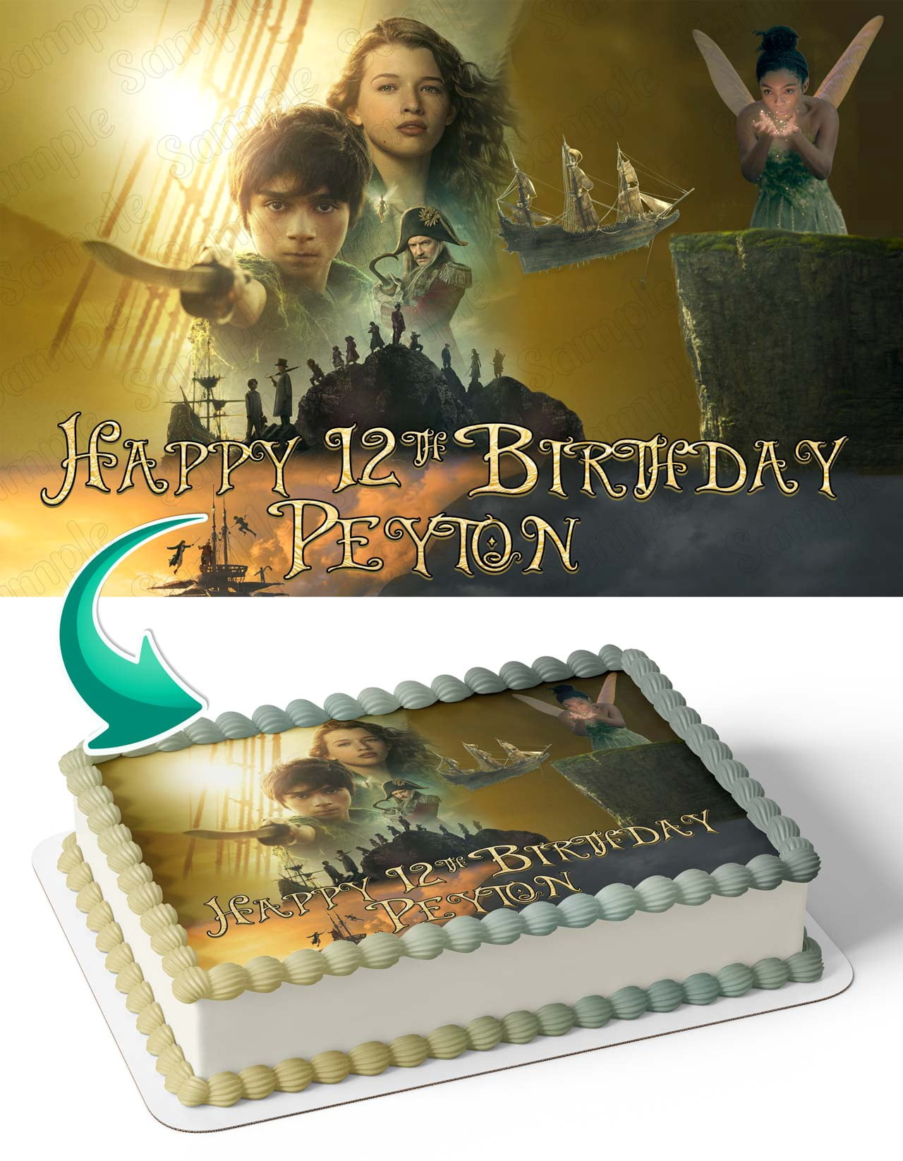 Peter Pan Wendy Disney PP Edible Image Cake Topper Photo Print Deco 1/4 ...