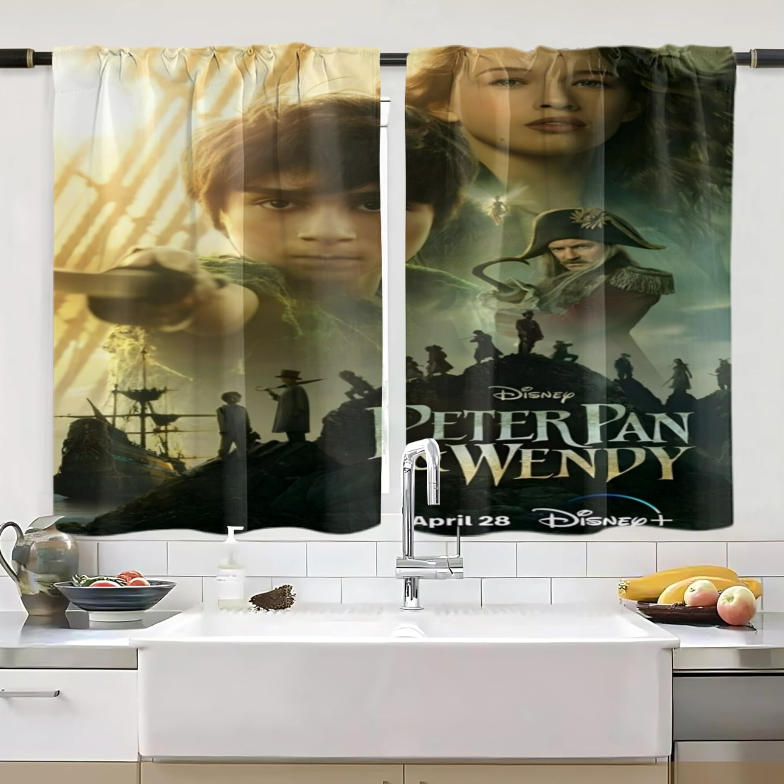 Peter Pan & Wendy Window Curtain - 2 Panels(28"x40") - Walmart.com