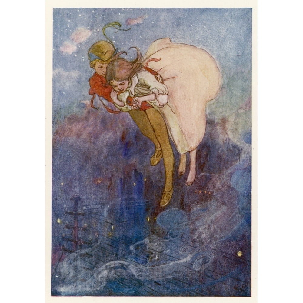 Peter Pan and Wendy Flying Poster Print By Mary Evans Picture Library ...