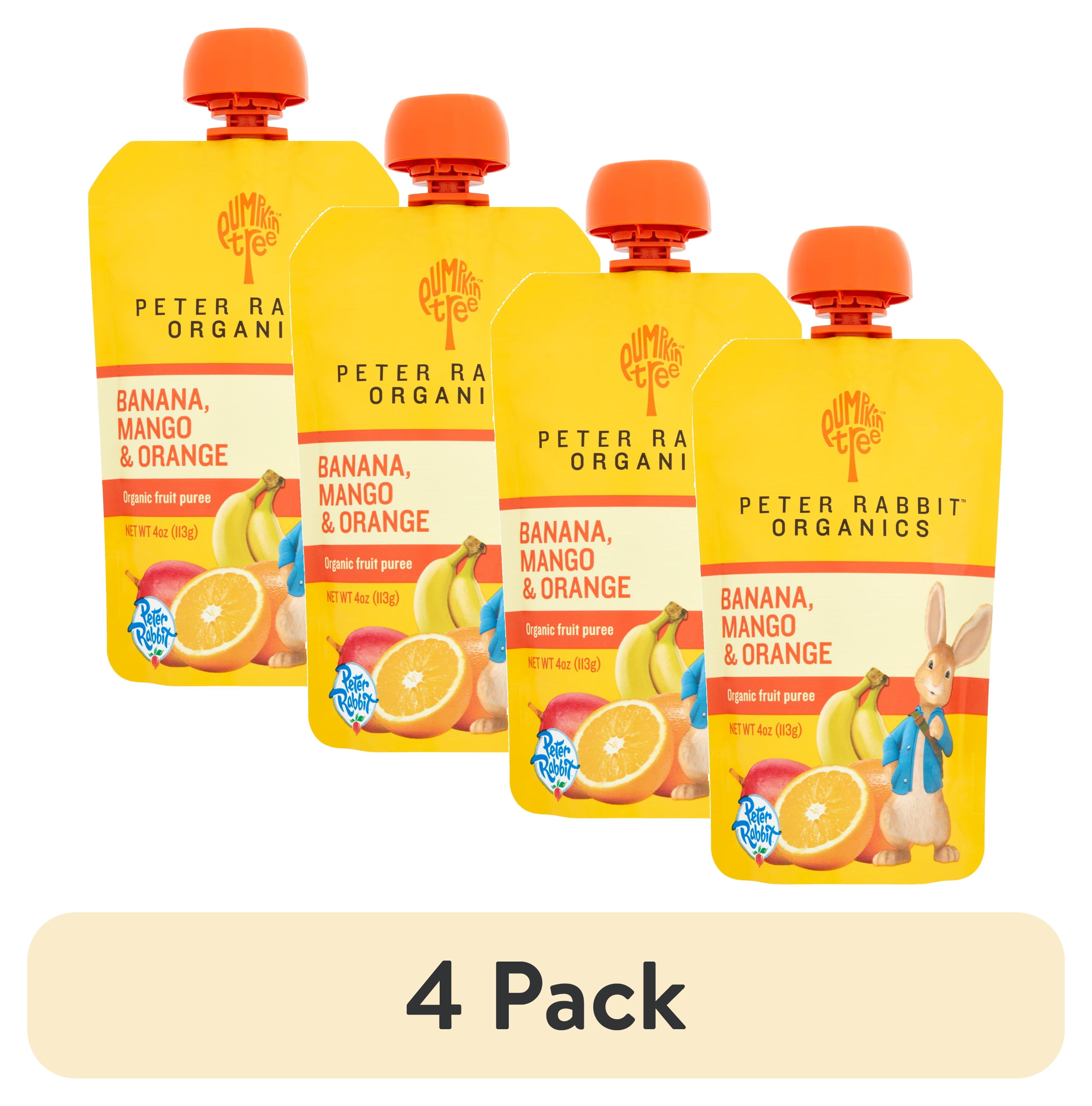 (4 pack) Peter Rabbit Banana Mango Orange Organic Fruit Puree 4 oz ...