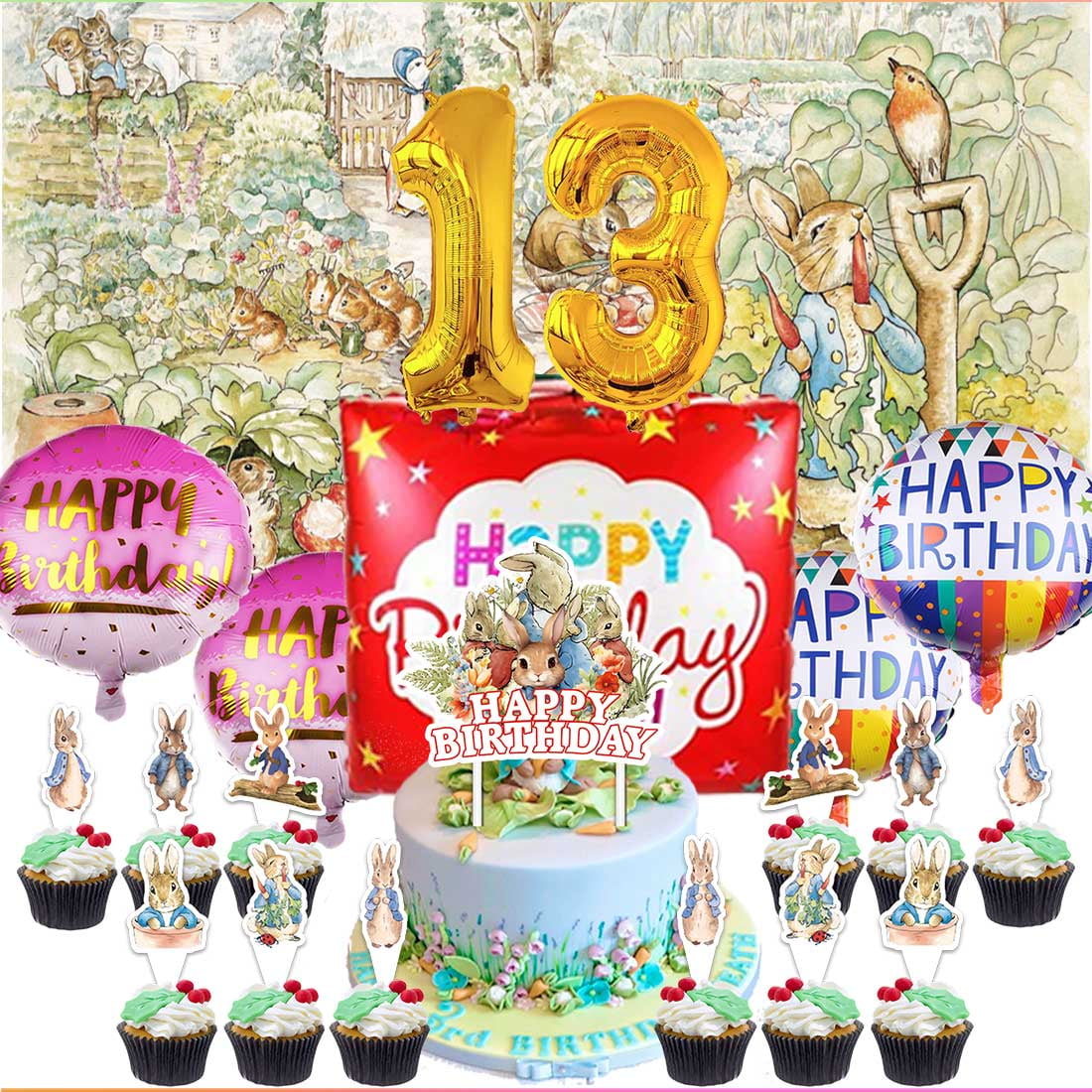 Peter Rabbit Party Supplies Decor 13th Kit Balloons Birthday Cake ...