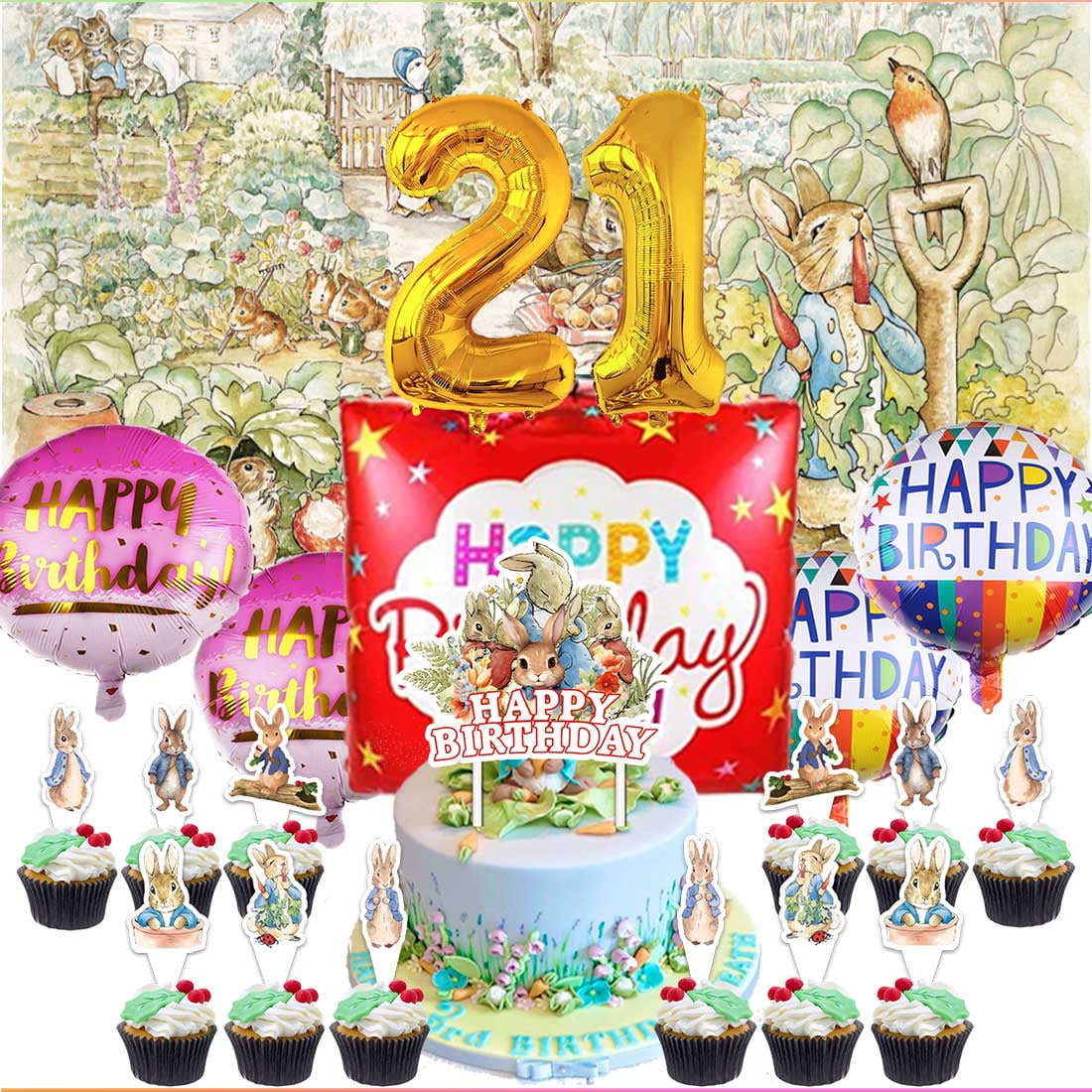 Peter Rabbit Party Supplies Decor 21th Kit Balloons Birthday Cake ...