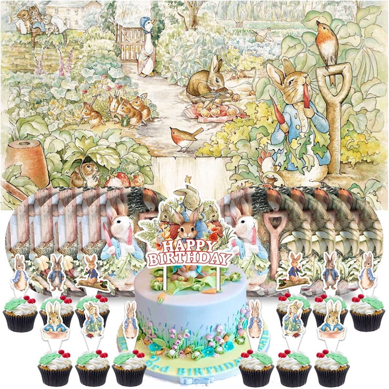 Peter Rabbit Plates Birthday Supplies Decorations Decor Backdrop Banner ...
