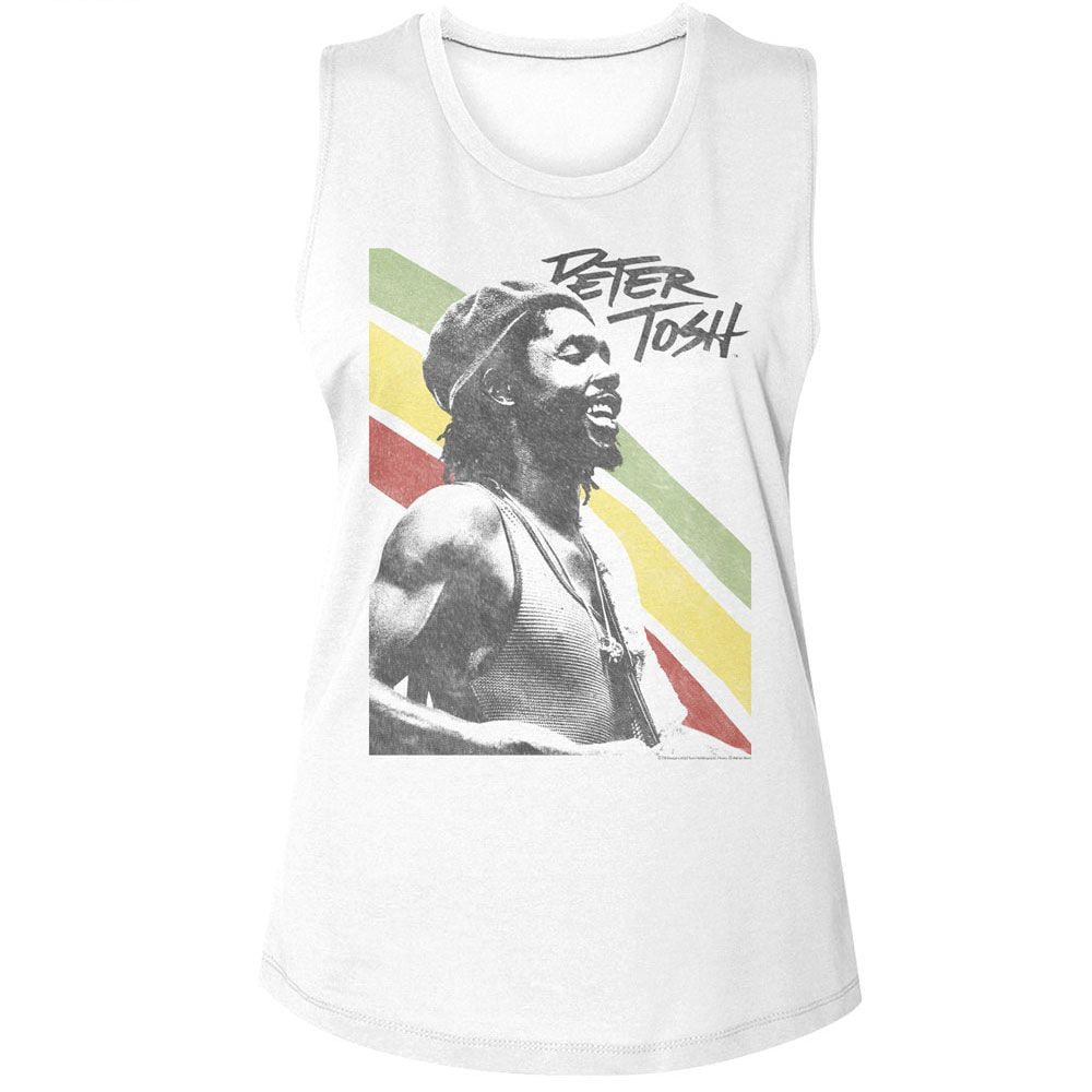 Peter Tosh Rasta Stripes White Ladies Muscle Tank M - Walmart.com