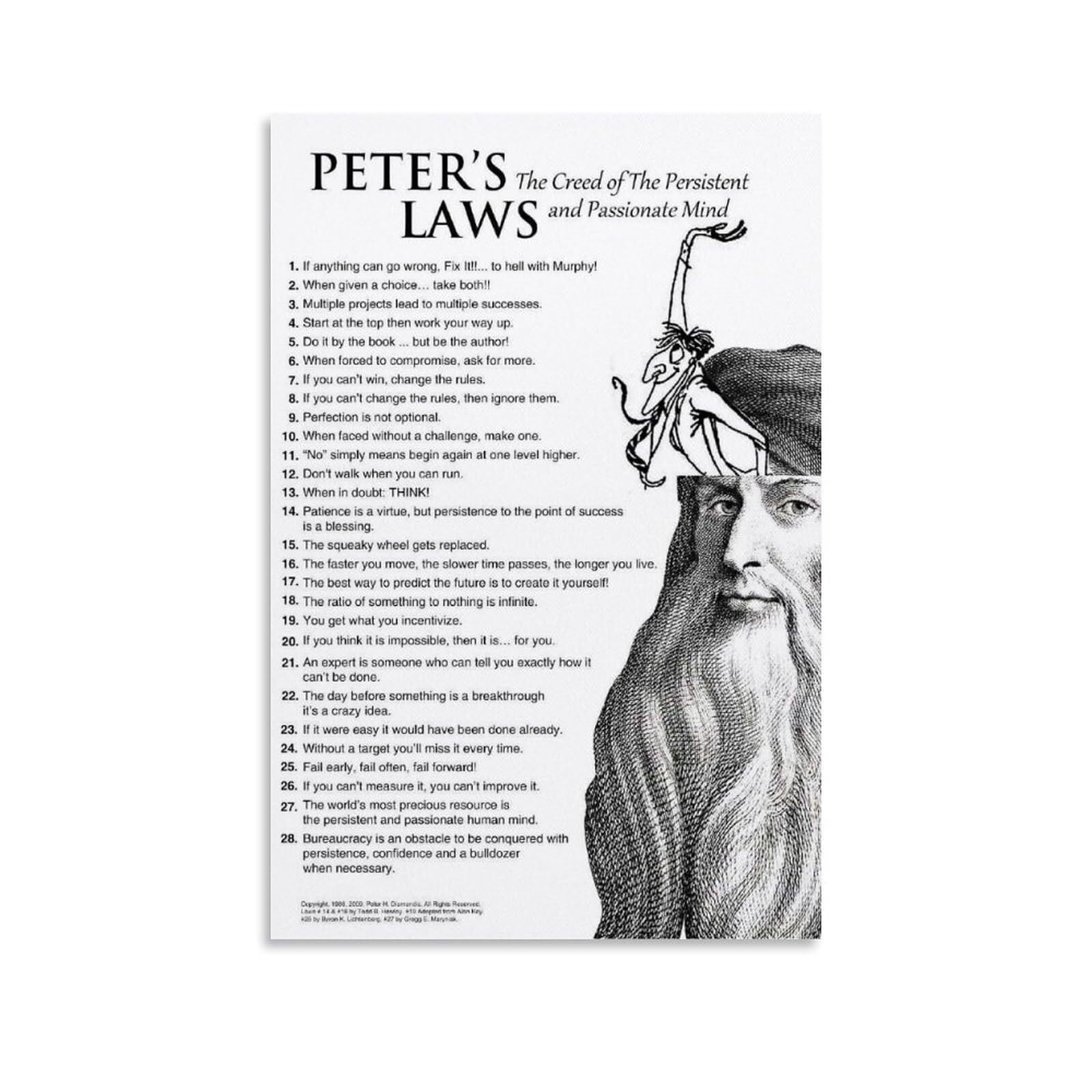 Peter's Law Credo of Persistent And Passionate Thought Poster Canvas ...