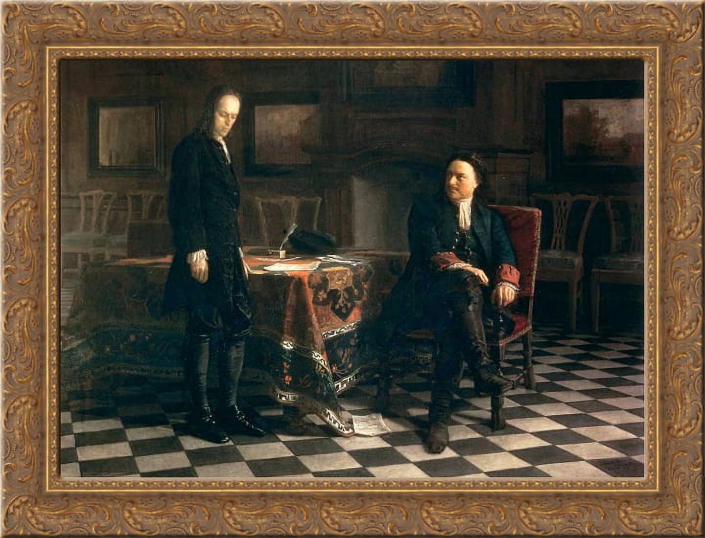 Peter the Great Interrogating the Tsarevich Alexei Petrovich at Peterhof 24x18 Gold Ornate Wood ...