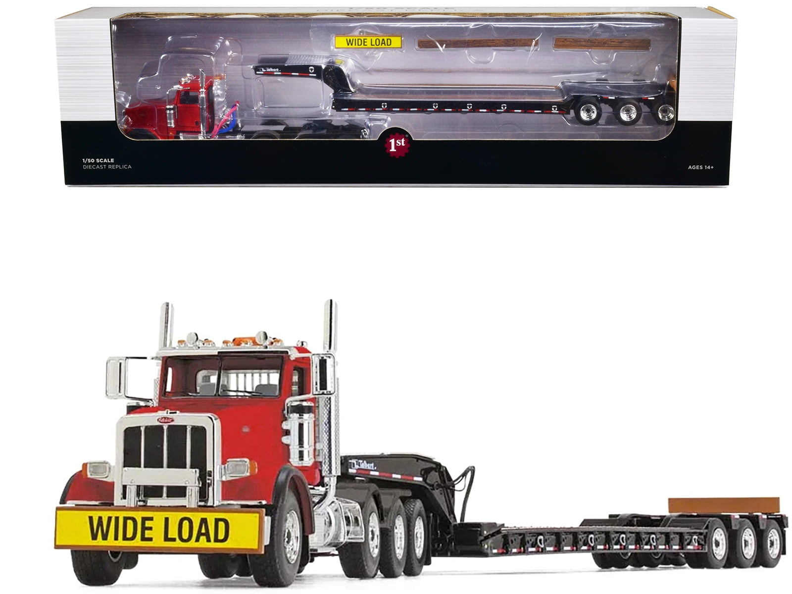 Peterbilt 367 Day Cab Cola Red and Talbert 55SA Tri-Axle Lowboy Trailer ...