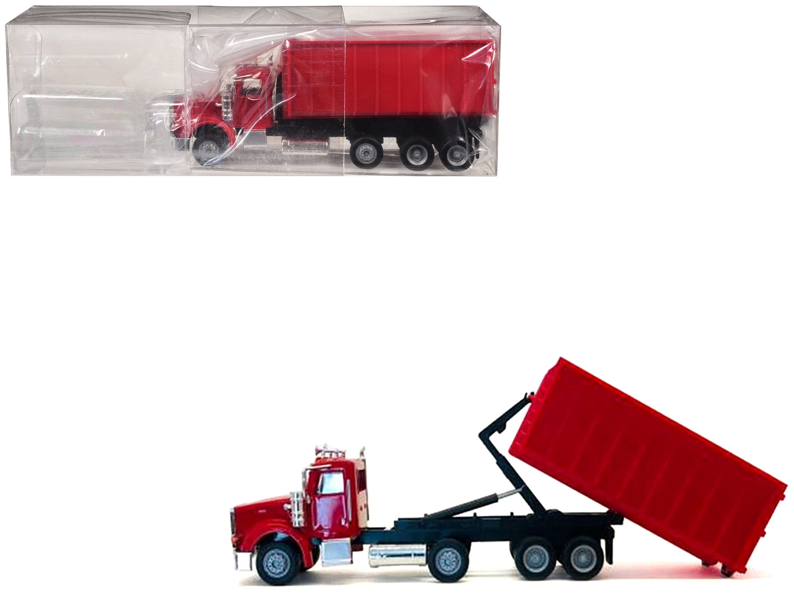 Peterbilt 367 Roll-Off Dump Truck Red with Red Box 1/87 (HO) Plastic ...
