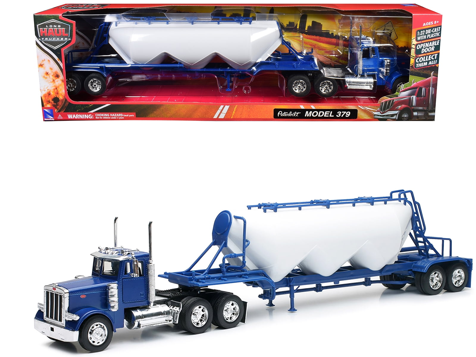 Peterbilt 379 Truck Blue with Pneumatic Tanker Trailer White "Long Haul ...